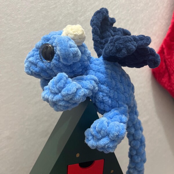 One Crochet Small Baby Dragon Plushie, Handmade Stuffie, Personalised Colours, Amigurumi Toy ...
