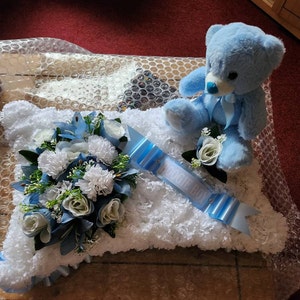 LARGE Baby Blue TEDDY BEAR Funeral Memorial Tribute Artificial - Etsy UK
