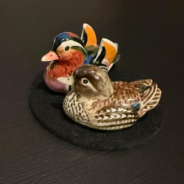 Hand-painted Ceramic Mandarin Duck Figurines: Symbol of Love - Etsy