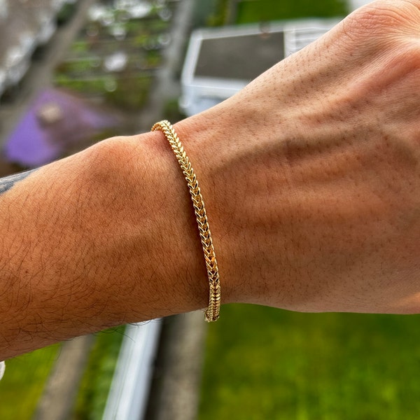 14k Gold Franco Bracelet: Diamond Cut, 7.5 Inch - Etsy