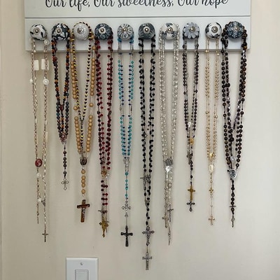 Rosary Wall Hanger Custom Quote Rosary Wall Holder Rosary Display Hail ...