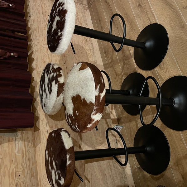 Cowhide Bar Stools / Counter Stools - Adjustable Height - Custom Made ...