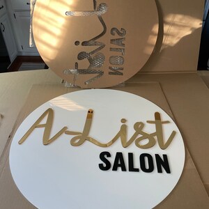 Round Acrylic Name Sign, 12 to 32 Custom Circle 3d Modern, Business ...