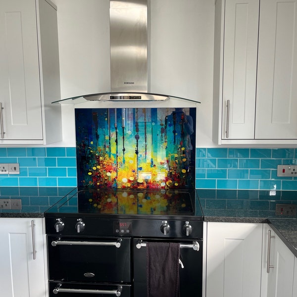 Stained Glass Kitchen Glass Splashback Heat Resistant 6mm Toughened ...