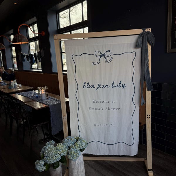 Baby Shower Sign | Shower Welcome Sign | Linen Welcome Sign | Fabric ...