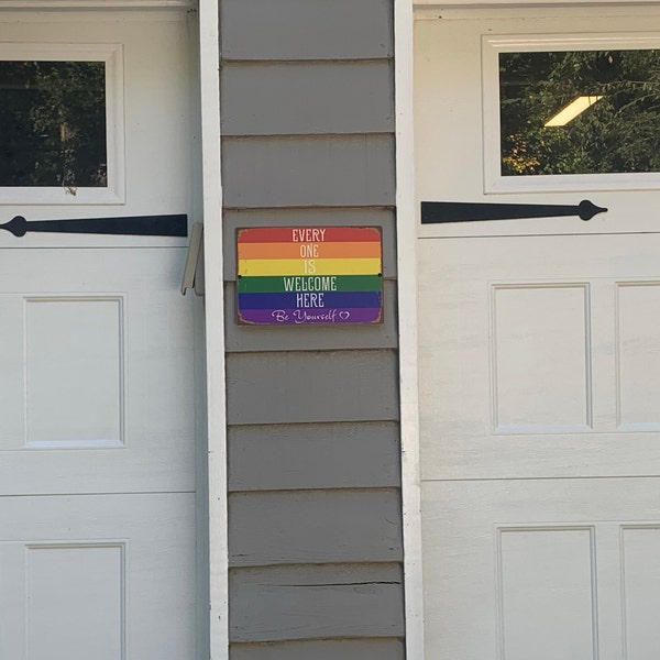 Everyone is Welcome Here Sign: Inclusion LGBT Equality Pride Rainbow ...