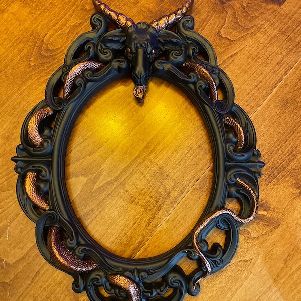 Handmade Ornate Oval Plaster Snake Serpent Frame With Baphomet (goth ...