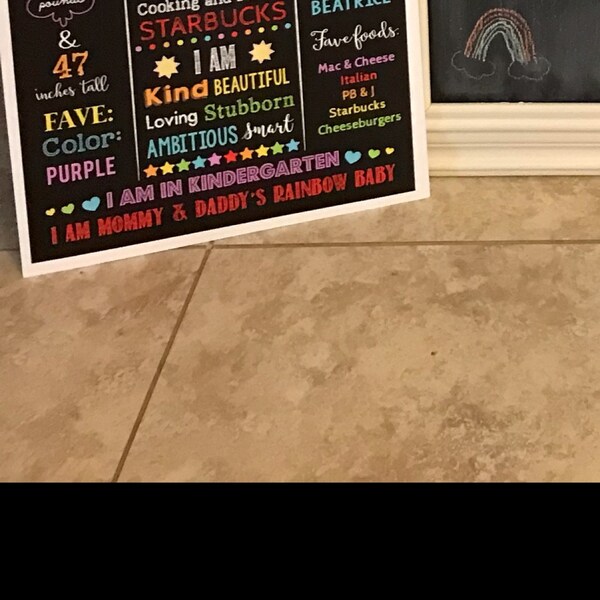 Rainbow First Birthday Chalkboard Sign, Rainbow Chalkboard Sign ...