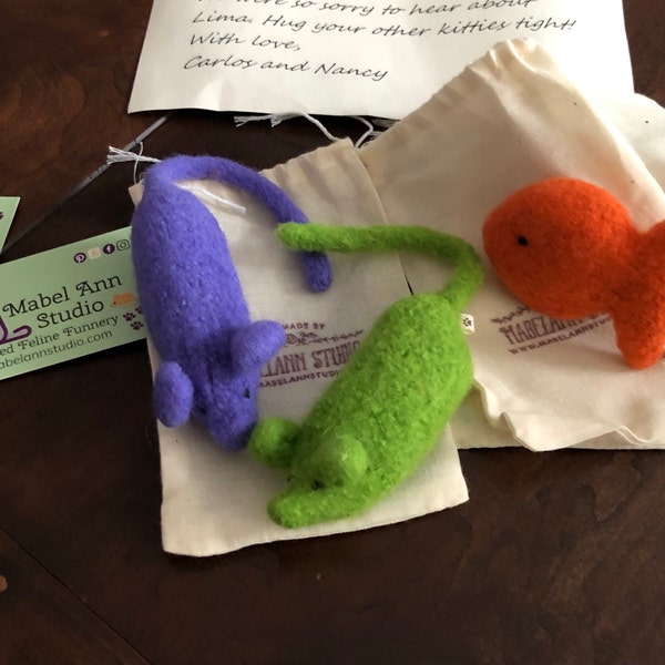 Felted Wool Cat Toy Mouse With Organic Catnip in Fresh Leaf Green ...