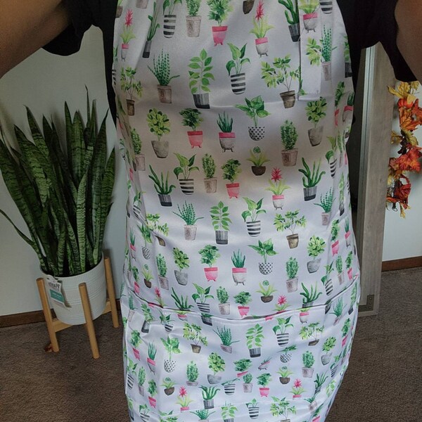 Pink Retro Apron With Zipper Pocket Flower Apron for Server Apron ...