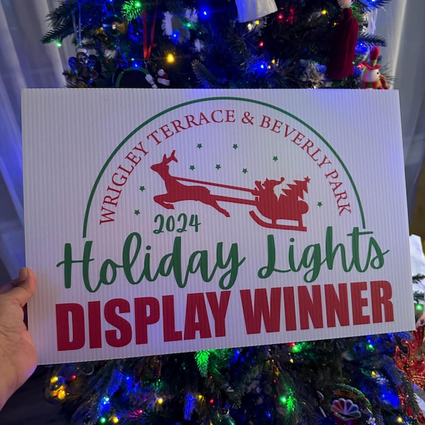 Christmas Light Display Winner Yard Sign, Neighborhood HOA Christmas ...