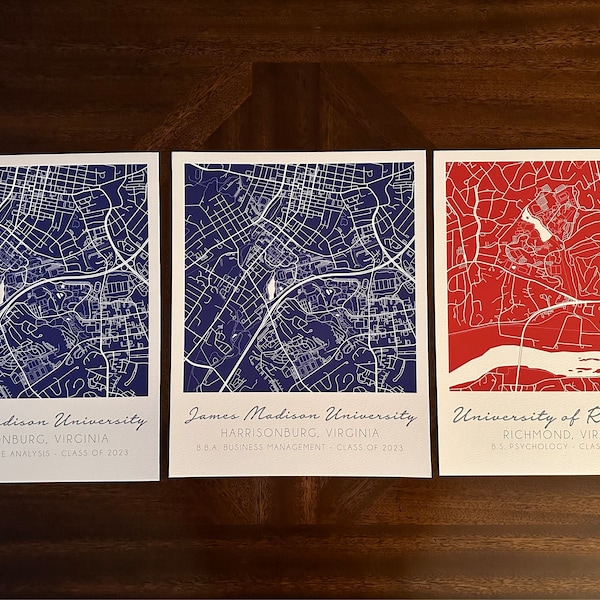 Personalized University Map, Custom Map, College Campus, Dorm Decor ...