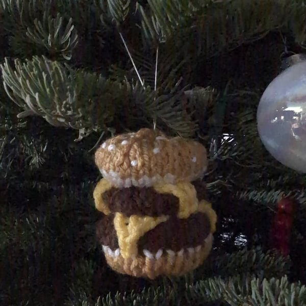 Mini Cheeseburger Knitted Stuffed Ornament - Food Gift Idea - Miniature ...
