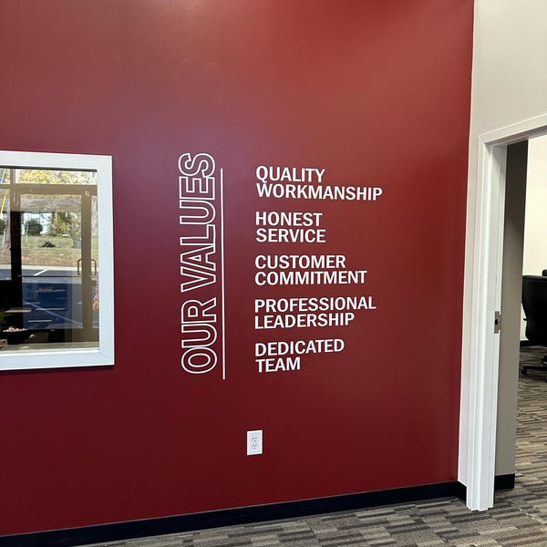 Customizable Company Values Large Wall Decal - Our Values Select 5 ...