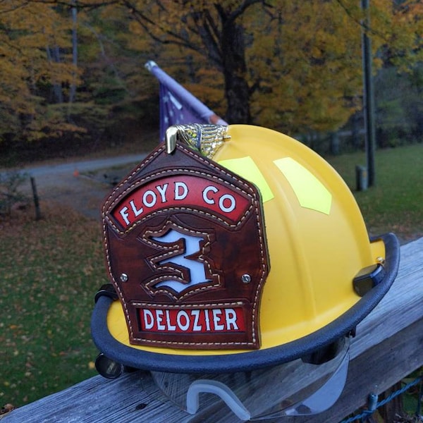 Custom Leather Fire Helmet Shield - Handcrafted Firefighter Helmet ...