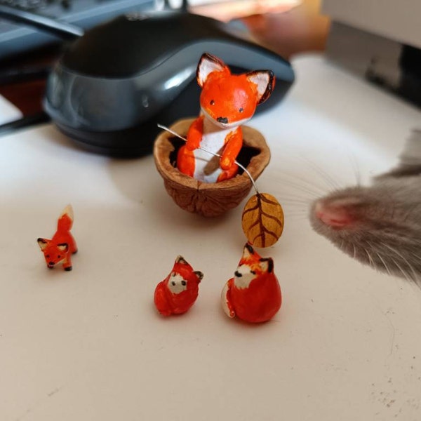 Micro Fox, Micro Red Fox, Miniature Fox, Miniature Clay Animal, Clay ...