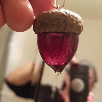 Ruby Red Acorn Pendant - Etsy