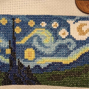 The Starry Night Mini Cross Stitch Pattern PDF, Small Mini Art ...