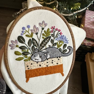 DIY Cat Punch Needle Kit for Beginner, DIY Unfinished Embroidery Kit ...