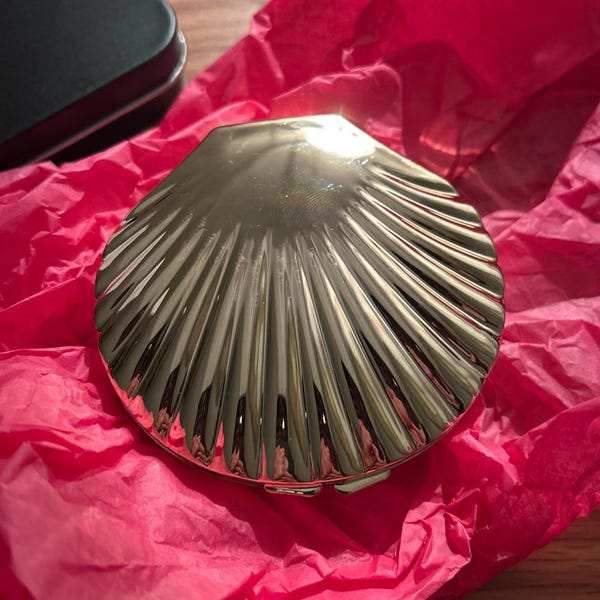 Golden or Silver Sea Shell Compact Mirror, One Side Magnified - Etsy Canada