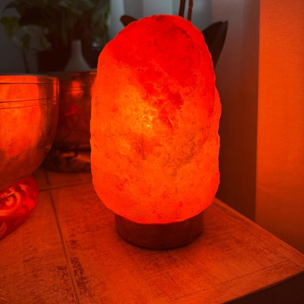 LARGE Natural Himalayan Salt Lamp - 8" Salt Rock Lamp + Chord/bulb ...