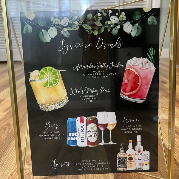 Signature Drinks Sign, Editable Signature Cocktails Template, Bar Menu ...