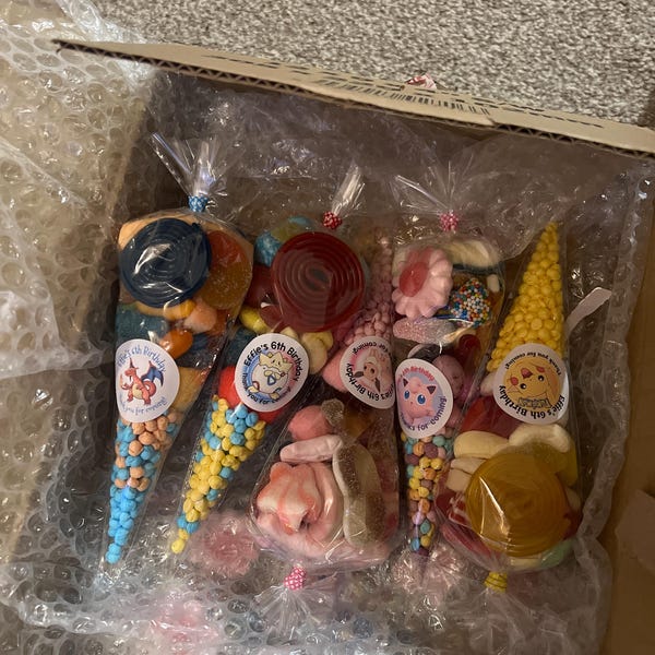 Personalised Bluey Dog Sweet Cones With Rainbow Sweets, Kids Party ...