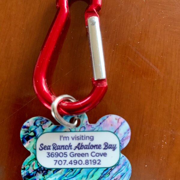Abalone Print Dog ID Tag Custom Pet Tag Personalized Dog Tag Paua Shell ...