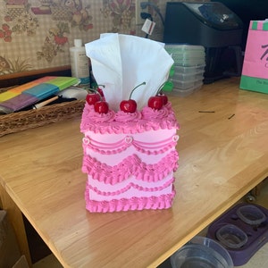 Pink Cake Tissue Box Cover - Etsy