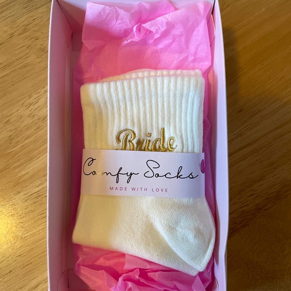 Custom Wedding Socks Silver Embroidered Custom Bride Socks Bridesmaid ...