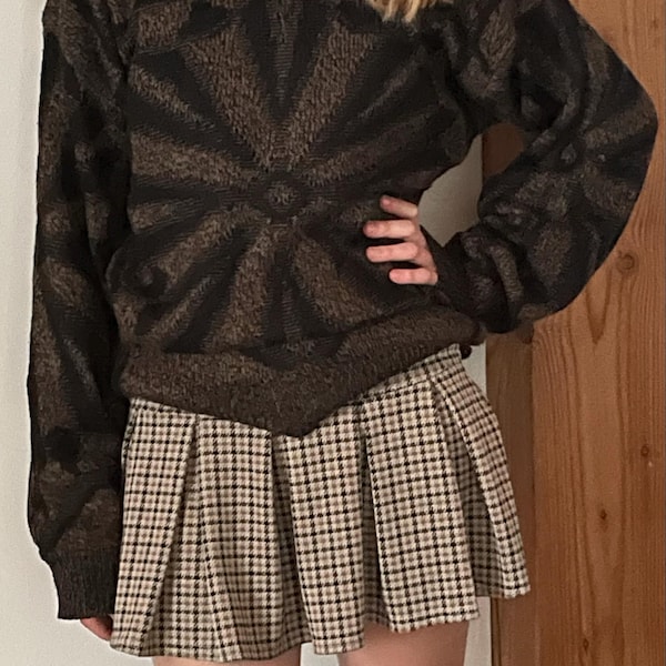 Dark Grunge 90's / Indie / Cabincore Patterned Oversized Pullover ...