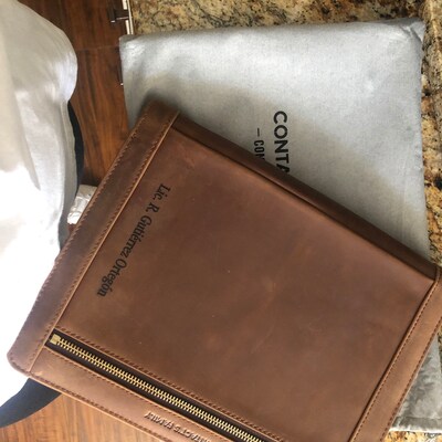 Full Grain Leather Portfolio Zipper Men's Leather - Etsy