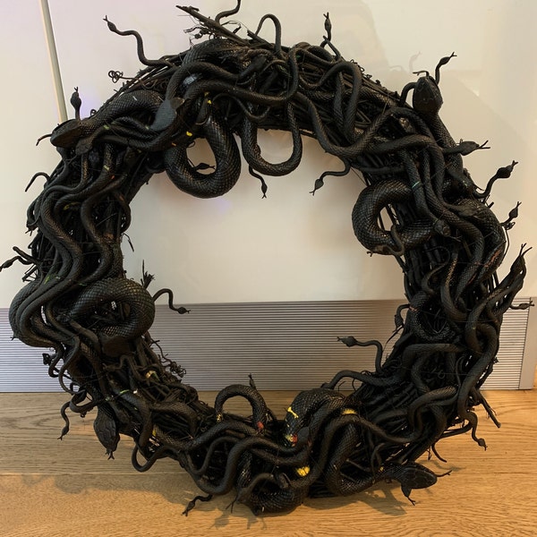 Black 18" Snake Wreath With Roses, Wriggling Serpents Punk Rock ...