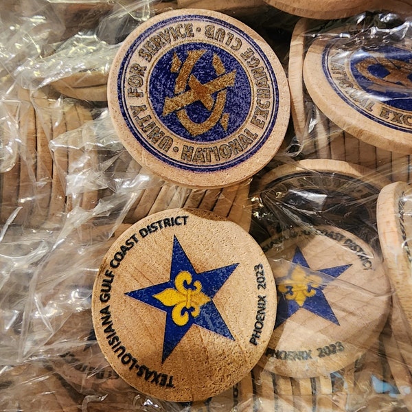 1.5" Personalized Wood Coins | Custom Printed Wooden Nickels | Wood ...