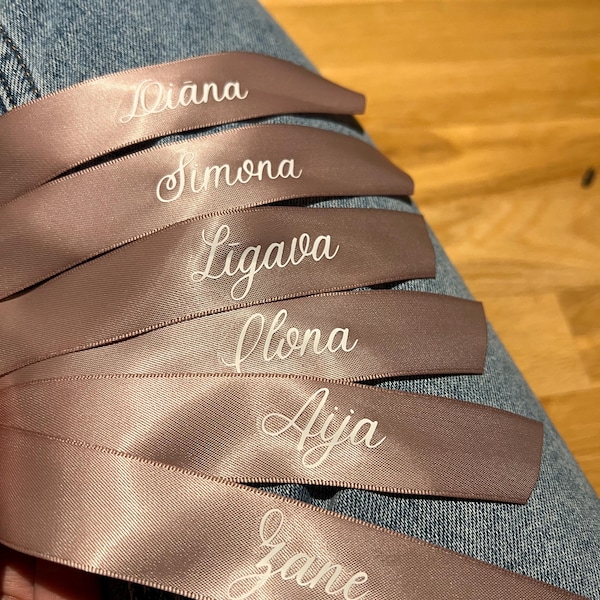 Luxury Personalised Ribbon Name Tags, Name Place Cards for Weddings ...