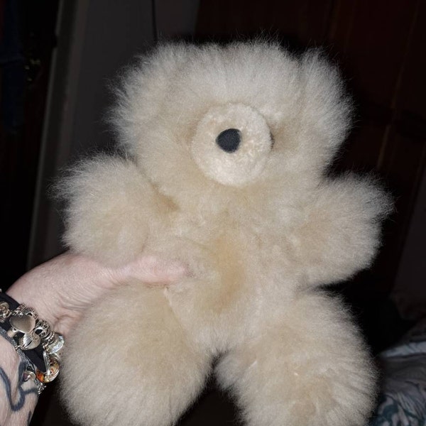 Handmade Black Alpaca Bear, Black Alpaca Bear, 14 and 12 Inch Black ...