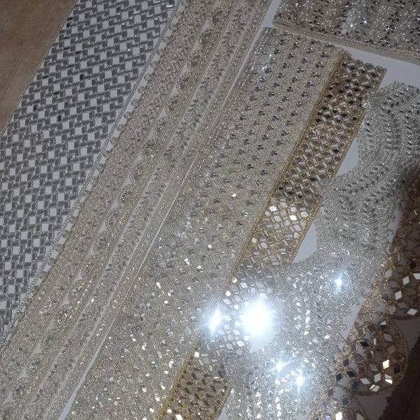 1 Meter Silver Decorative Mirror Trim Wedding Dress Trimmings Bridal ...