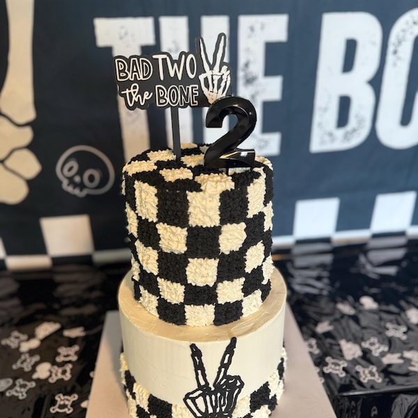 Bad Two the Bone Cake Topper | Birthday Party Decor | 2nd Birthday ...