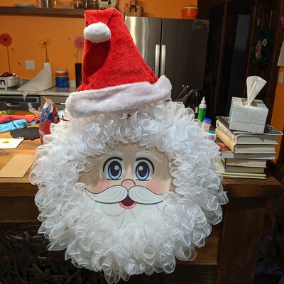 12 Inch Santa Face Metal Wreath Sign, Santa Christmas Sign, Christmas ...