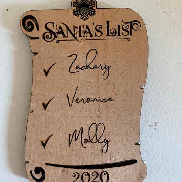 Santa's List Personalized Scroll Ornament SVG Laser Cut File Ornament ...