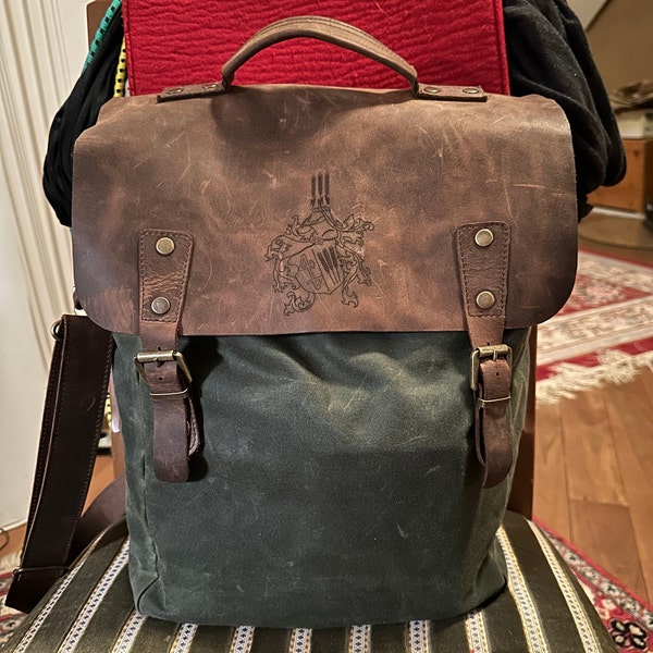 Waxed Canvas Rucksack, Travel Rucksack, Waterproof, Leather Rucksack ...