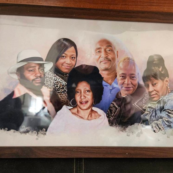 Personalized Watercolor Memorial Family Portrait, Add People to Photo ...