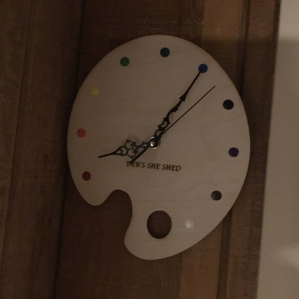 CUSTOM Art Clock- Art Palette Painting Clock Engraved With Name or ...