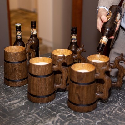 Rustic Mug Oak Mug Wooden Beer Mug Personalized Beer Mug - Etsy