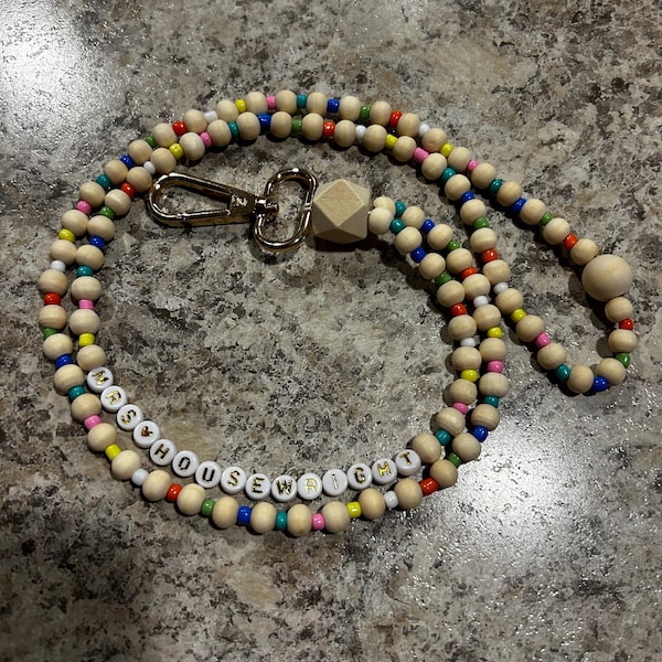 Teacher Lanyard, Personalized Lanyard, Acrylic Beaded Lanyard, Glass ...