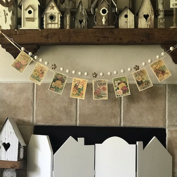 Springtime Paper Banner, Seed Packet Prints Garland|, Garden Theme ...