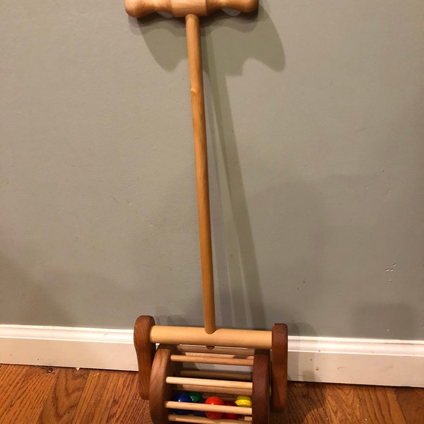 Papa Don’s Classic Lawnmower Push Toy - Beautiful Traditional Wooden ...