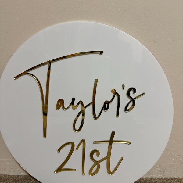 Double Layer Round Acrylic Birthday Sign | 21st | Milestone Sign ...