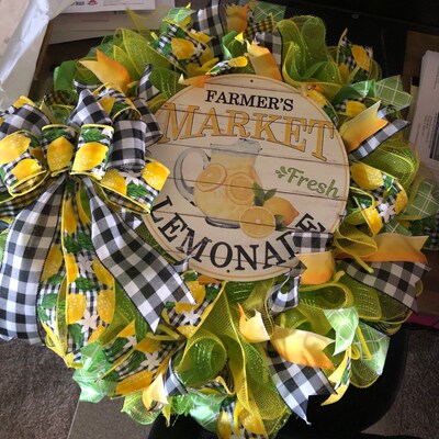 Lemon Ribbon Summer Ribbon Wreath Ribbon Wreath Supplies Craft Ribbon ...