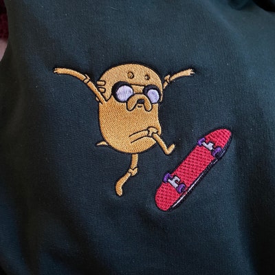 Jake Skateboard Embroidered Sweater, Personal Cartoon Gift Hoodie, Y2K ...